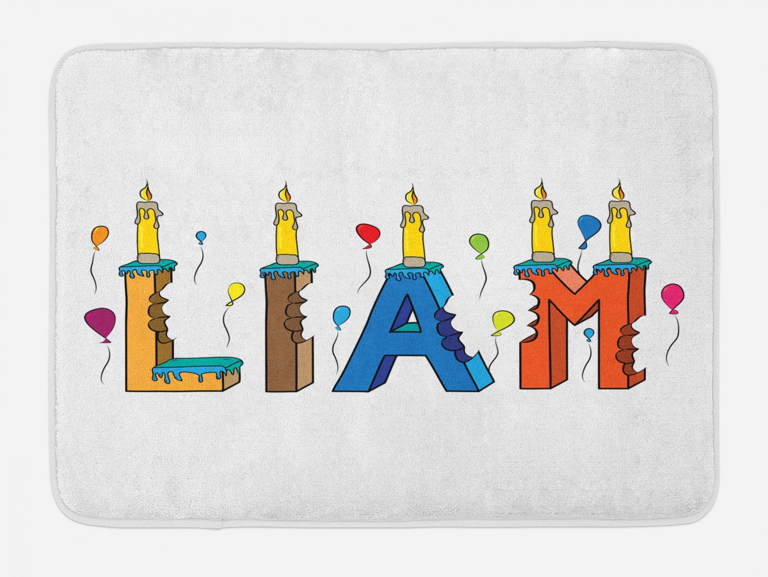 Liam Bath Mat, English First Name in a Colorful Letter Style Cake ...