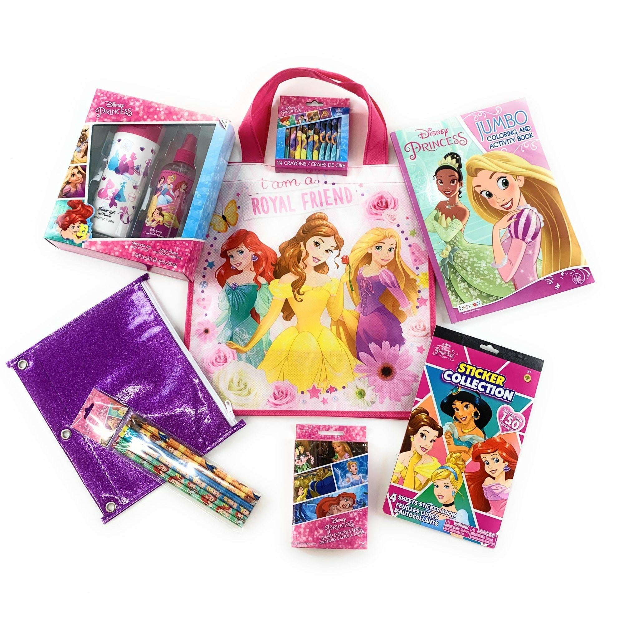 Disney Princess Gift Set Girl Kid Art Activity 7 Piece Cinderella Belle ...