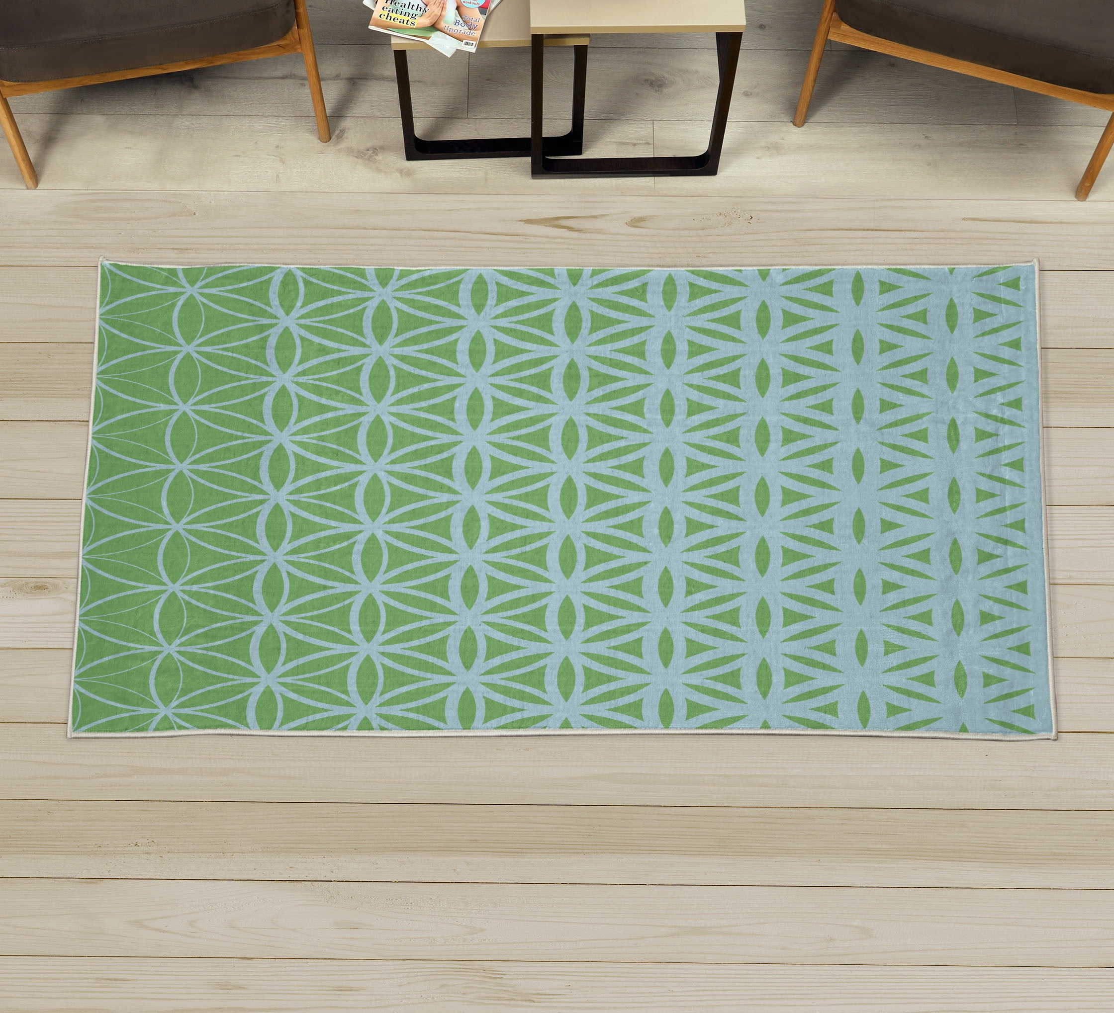 Abstract Decorative Rug, Retro Geometric Ombre Inspired Pattern Classic ...
