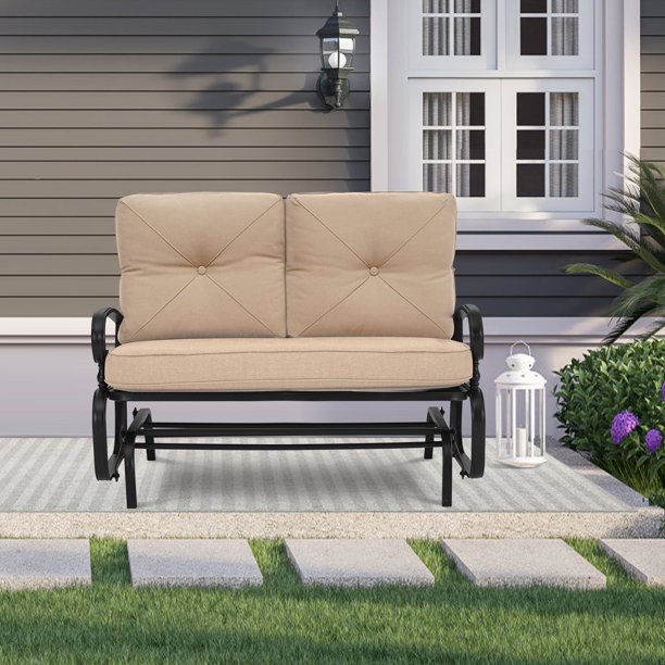 SOLAURA 2-Person Outdoor Patio Glider Bench Rocking Loveseat with ...