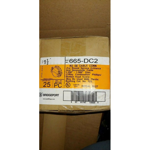 BRIDGEPORT 665-DC2 1 1/2 CABLE CONNECTORS (5 CONNECTORS PER LOT ...