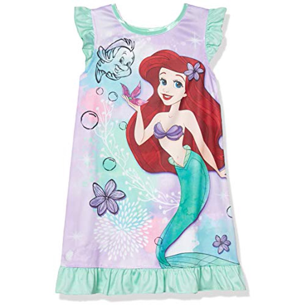 Disney - Disney Girls' Princess Fantasy Nightgown, Ariel Aquatic Floral ...
