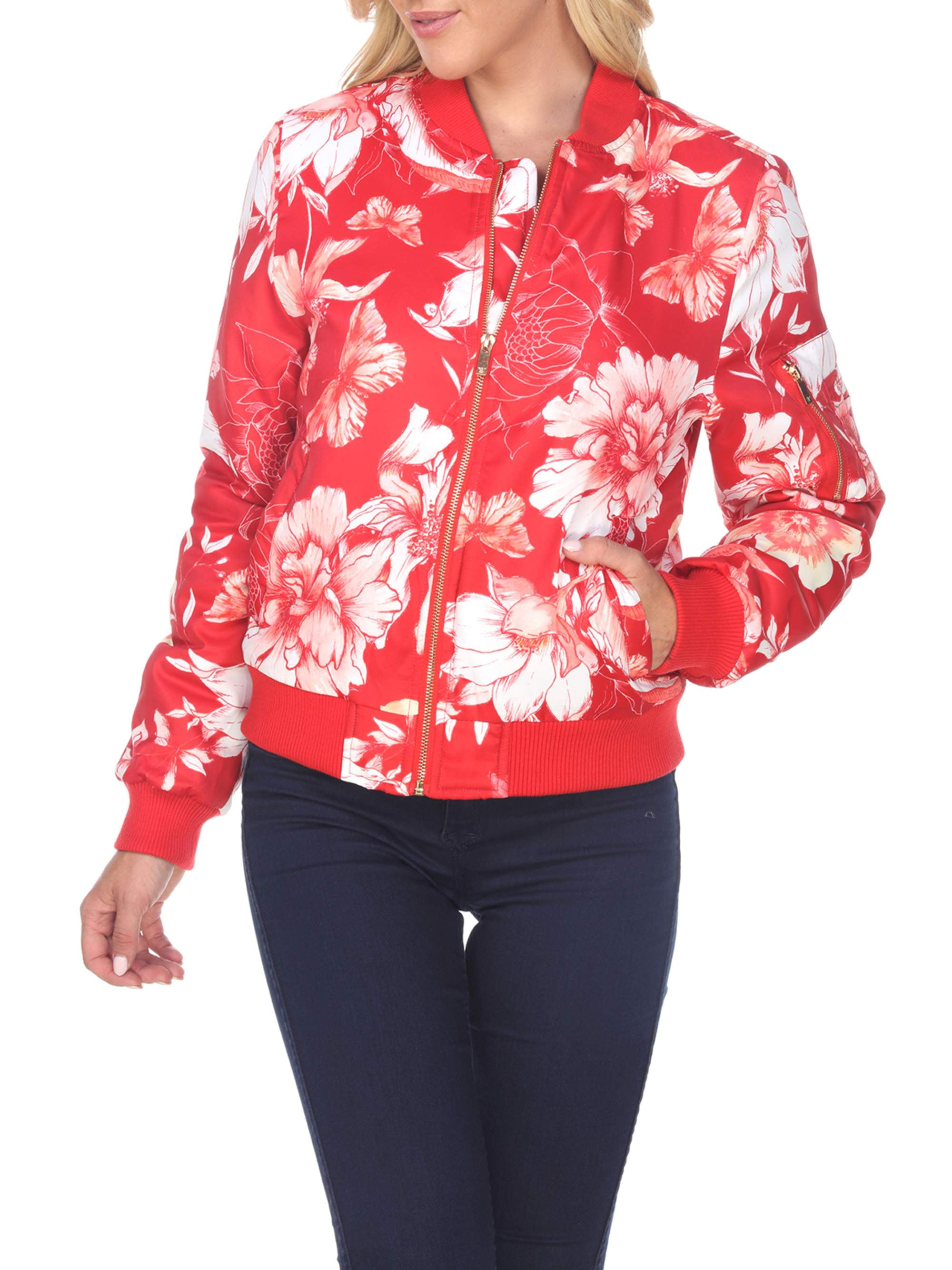 Women's Floral Bomber Jacket - Walmart.com