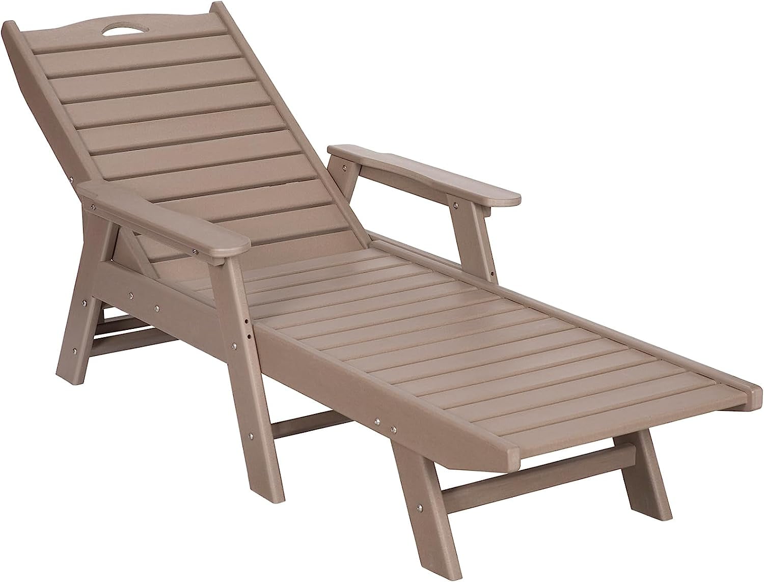 NALONE Chaise Lounge Outdoor with 5-Position Adjustable Backrest, HDPE ...