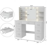 Furmax Makeup Vanity with Mirror and Drawers Vanity Desk Set with 3 ...