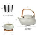 ZENS Japanese Teapot Set with Infuser, 27oz Modern Bentwood Handle ...