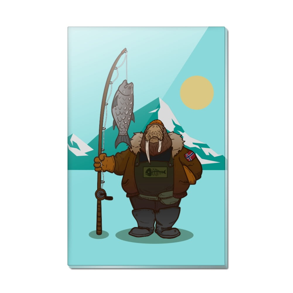 Walrus Fisherman Ice Fishing Rectangle Acrylic Fridge Refrigerator ...