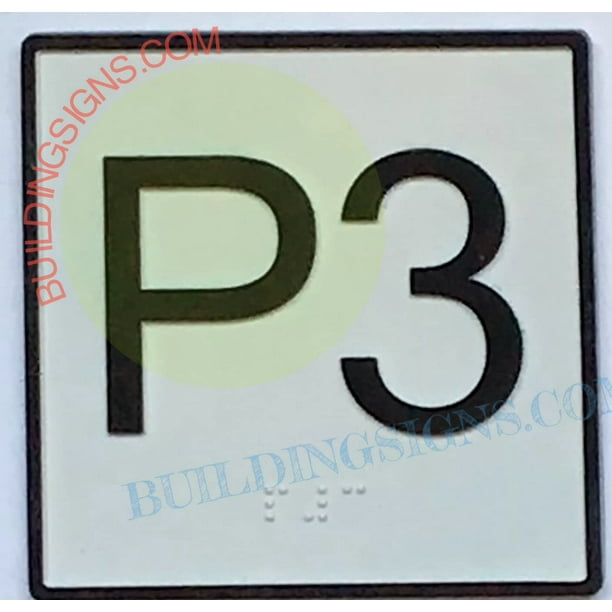 Elevator Floor Number P3 Sign- Elevator JAMB Plate Floor P3 Sign (White ...