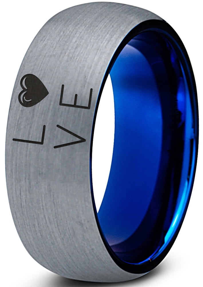 Tungsten Love Heart Pleasure Positive Emotions Band Ring 8mm Men Women ...