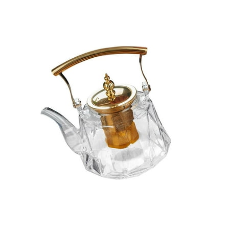 Glass Teapot Tea Maker Kettle Resistant Glass Clear Flower Tea Kettles ...