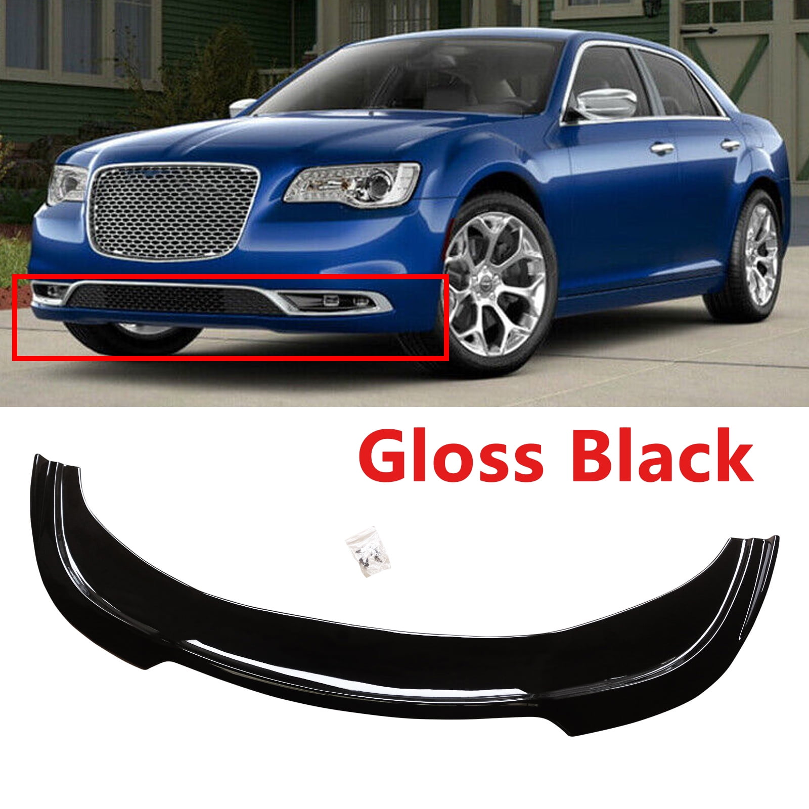 NINTE Front Bumper Lip for 2015-2022 Chrysler 300 RT Gloss Black ...
