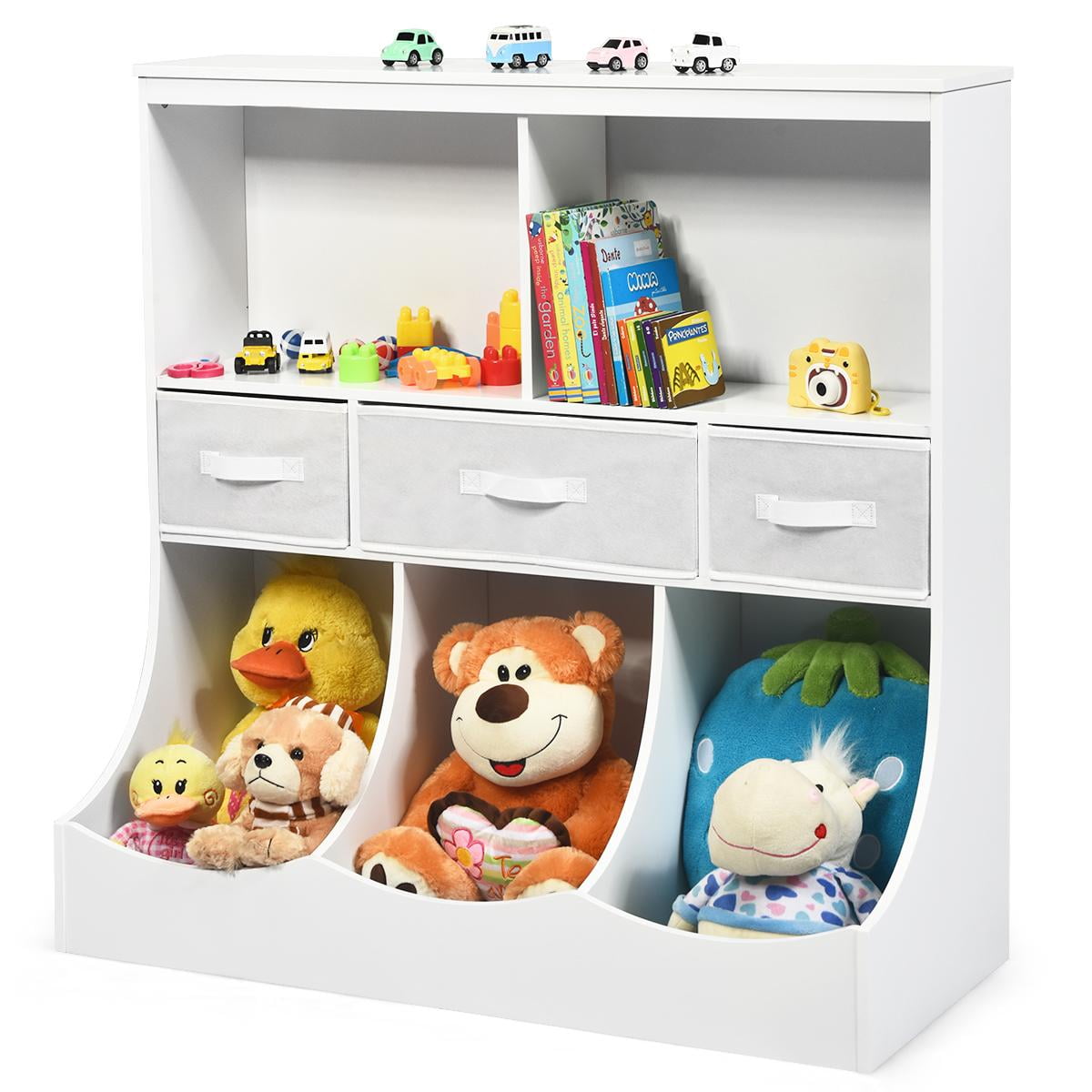 Giantex 3-Tier Kids Bookcase Toddler Storage Organizer Cabinet Shelf w ...