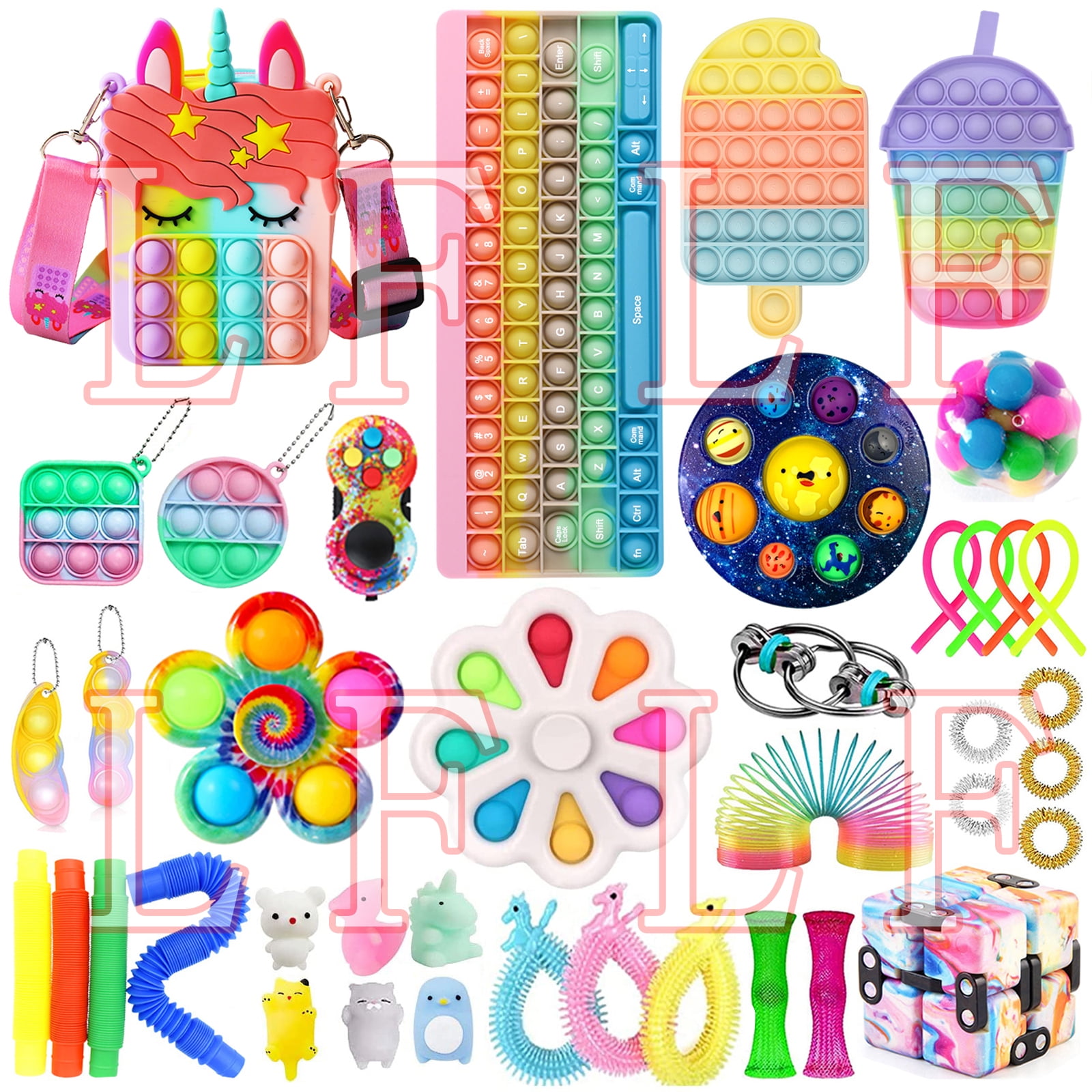 40Pcs Fidget Pack Fidget Toy Set Anti-Anxiety Tools, TIK Tok Sensory ...