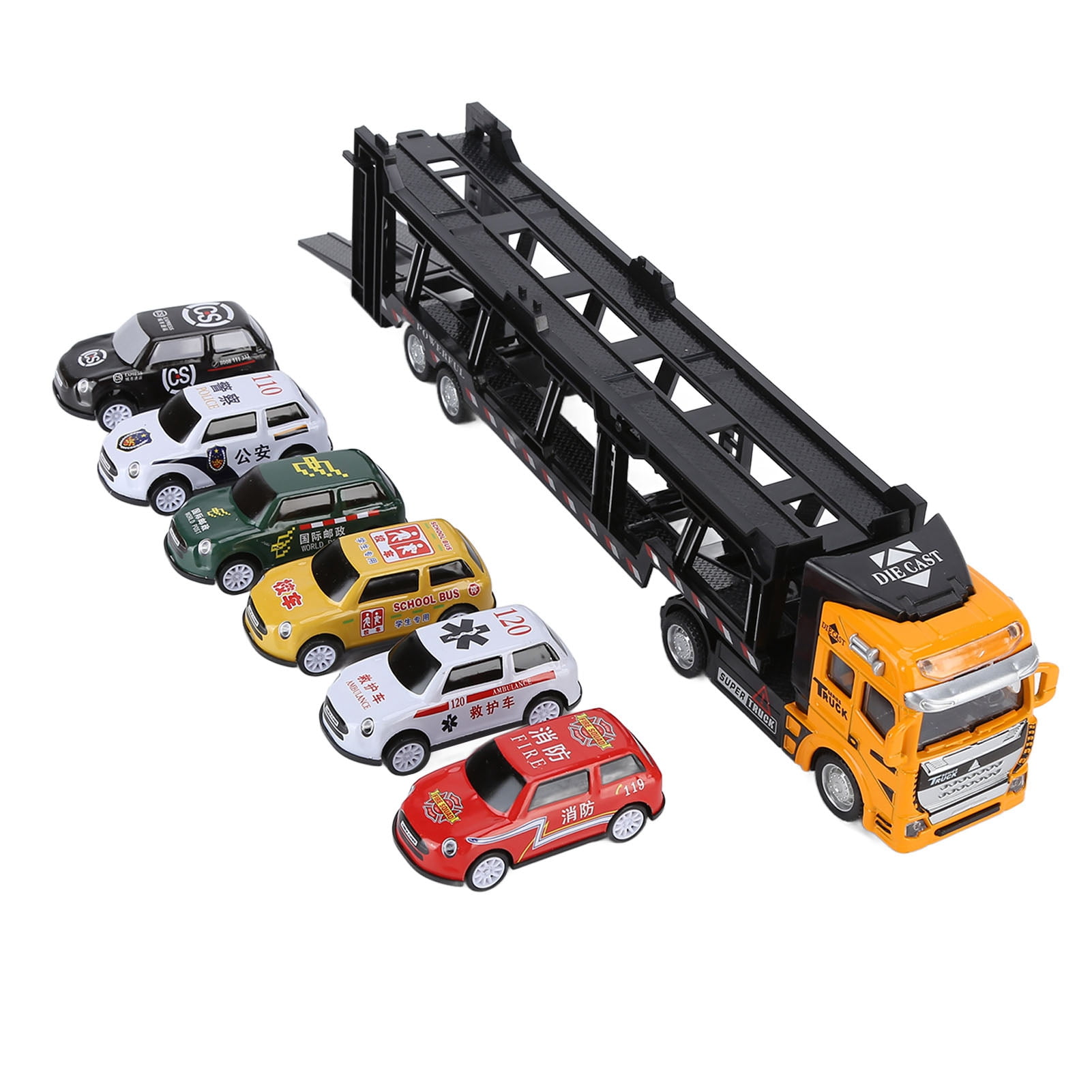 Buy Qiilu Carrier Truck Toy Model Alloy Detachable Six Car Kids ...