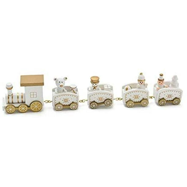 5 Pieces Small Wooden Christmas Train For Decorating Christmas Table ...