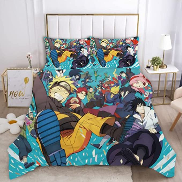 Anime Naruto Akatsuki 3pcs Soft Comforter Set For Bedroom Manga Itachi