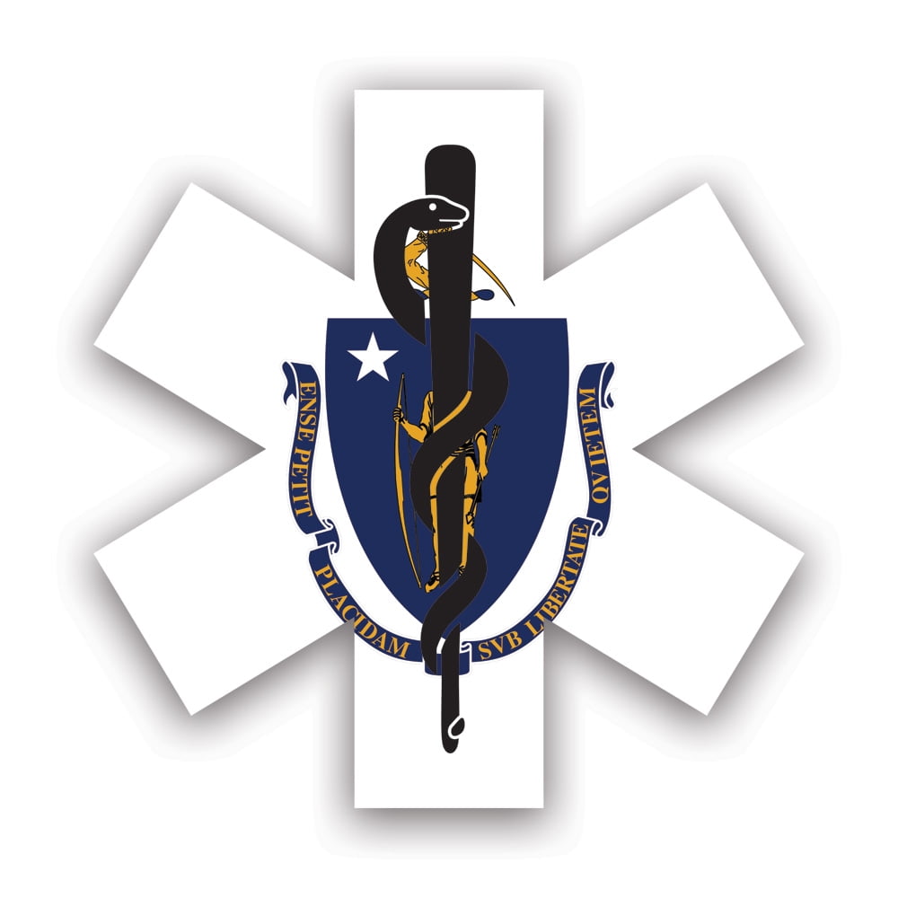 Massachusetts Star of Life Flag Sticker Decal - Self Adhesive Vinyl ...