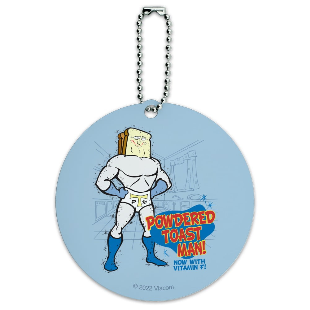 Ren and Stimpy Powdered Toast Man Round Luggage ID Tag Card Suitcase ...