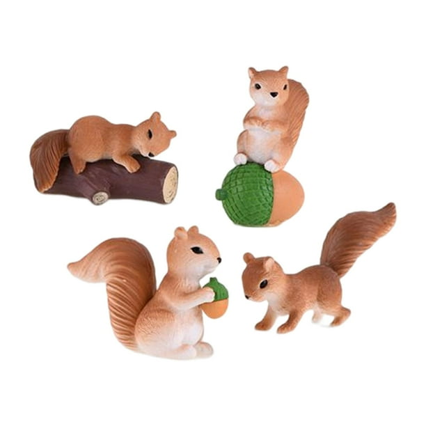4 Piece Squirrel Figures Toy Set Christmas Birthday Gift Craft ...
