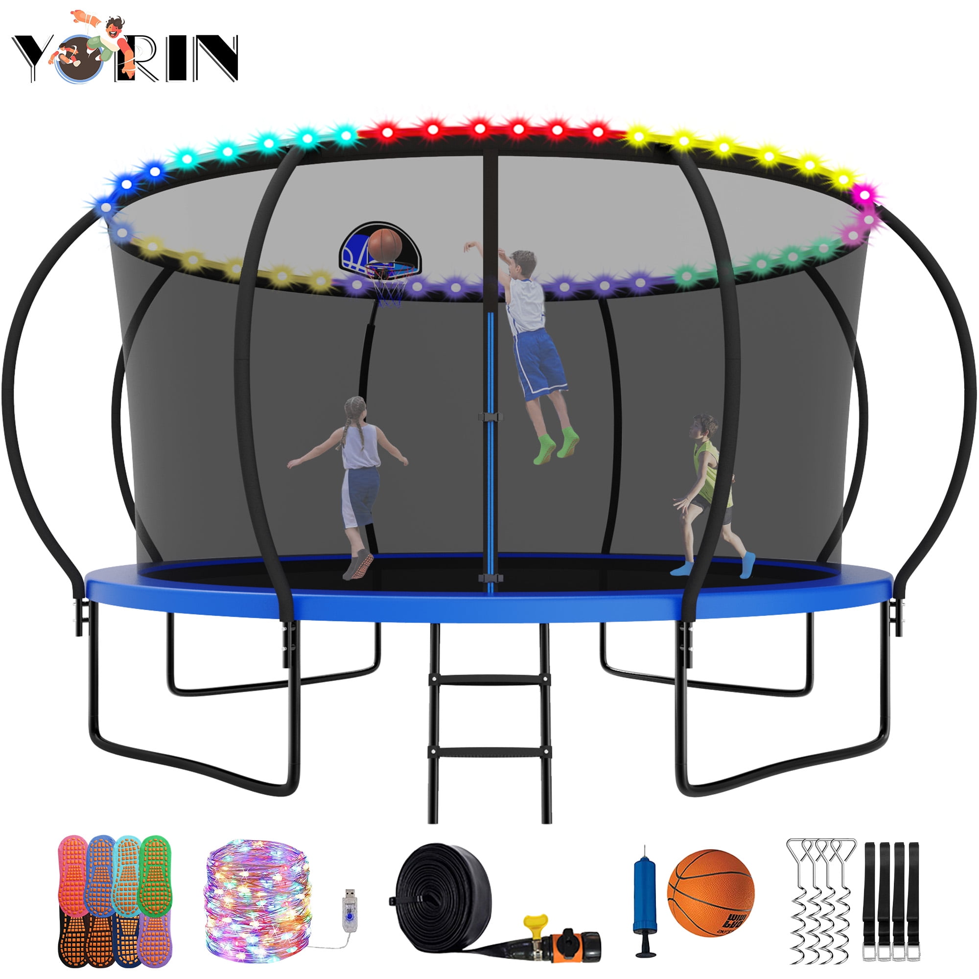 YORIN Trampoline for 7-8 Kids, 14 FT Trampoline for Adults with ...