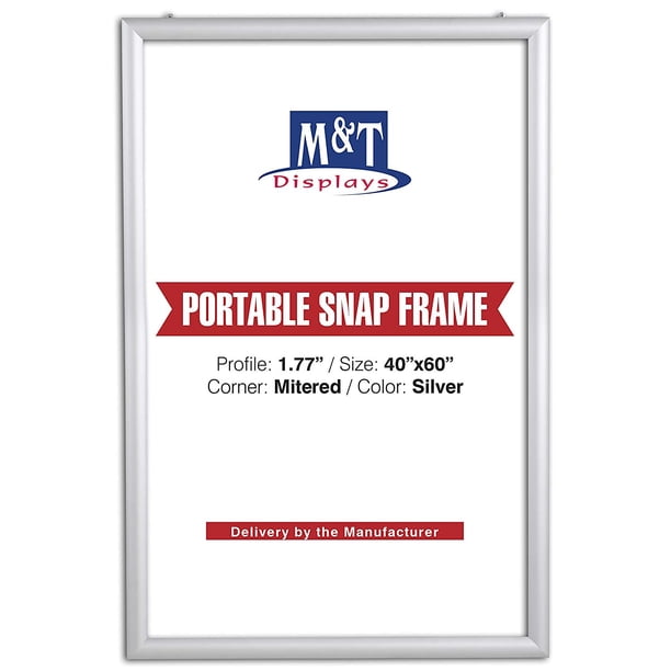 M&T Displays Portable Snap Poster Frame 40x60 Inch Silver 1.77 ...
