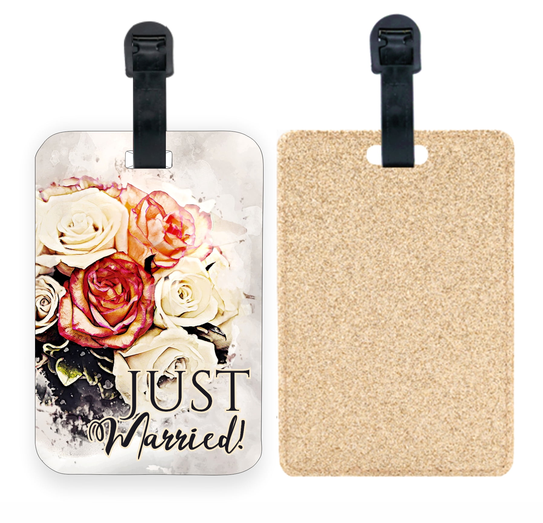 Champagne Glitter Luggage Tag Identifier - Just Married Bag Tags ...