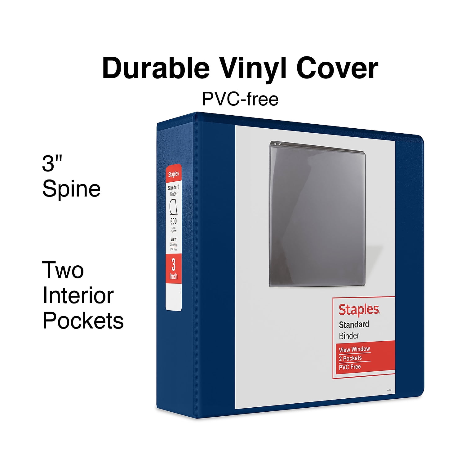 Staples Standard 3" 3-Ring View Binder Blue (26451-CC) 82640 - Walmart.com