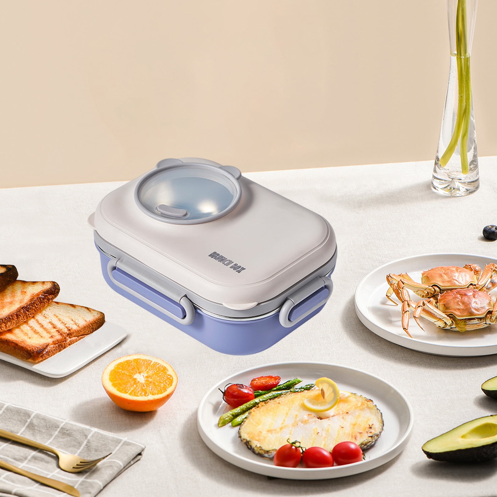 pstuiky Caja Bento para estudiantes con borde, caja sellada para frutas ...