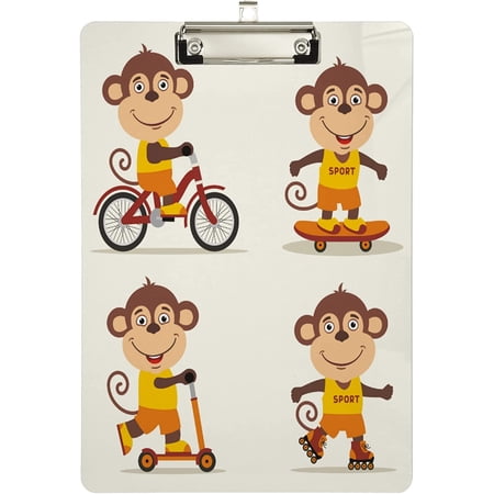 POGLIP Funny Monkey Bike Clipboard Hardboard Wood Nursing Clip Board ...
