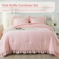 Andency Full Size Ruffled Comforter Set Pink 3 Pieces Soft Lightweight