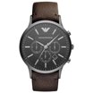 Emporio Armani Men's Chronograph Classic Black Leather Strap Analog ...