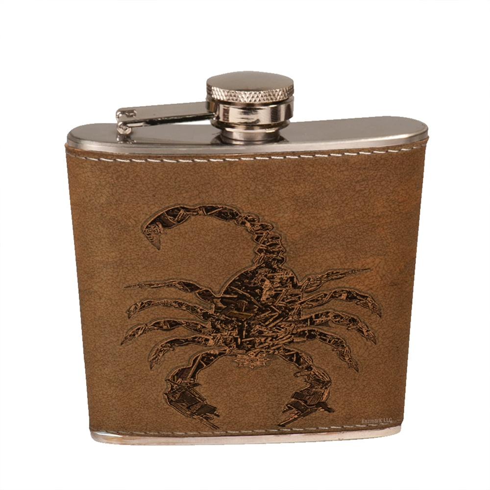 KuzmarK 6 oz. Leather Pocket Hip Liquor Flask - Scorpion Weapons ...