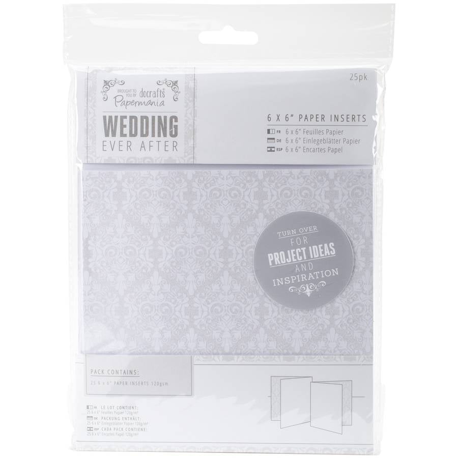 Papermania Ever After Wedding Paper Card Inserts, 6" x 6", 25pk, White ...