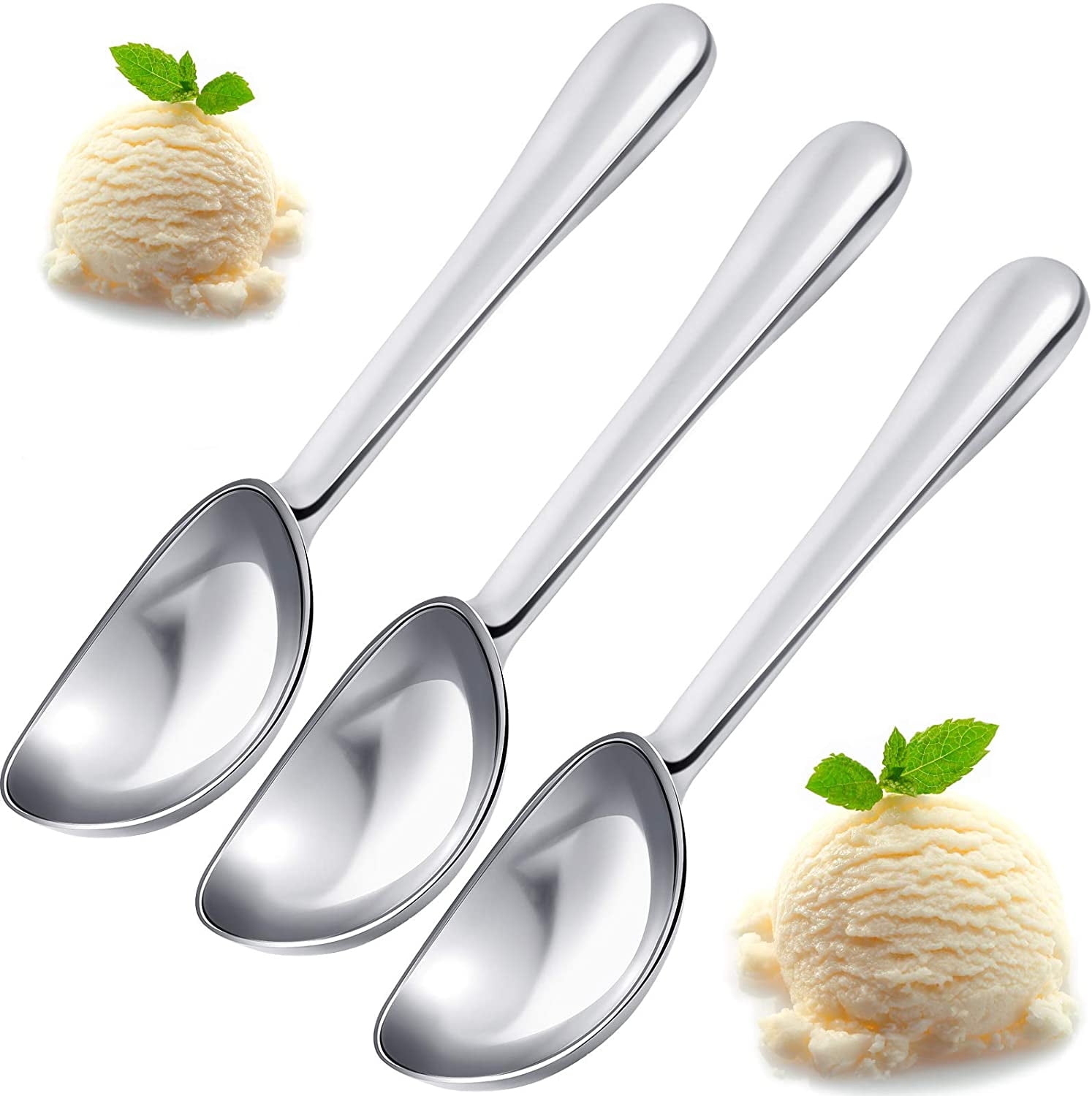 3 Pieces Ice Cream Teaspoon Stainless Steel Ice Cream Scooper Ice Cream ...