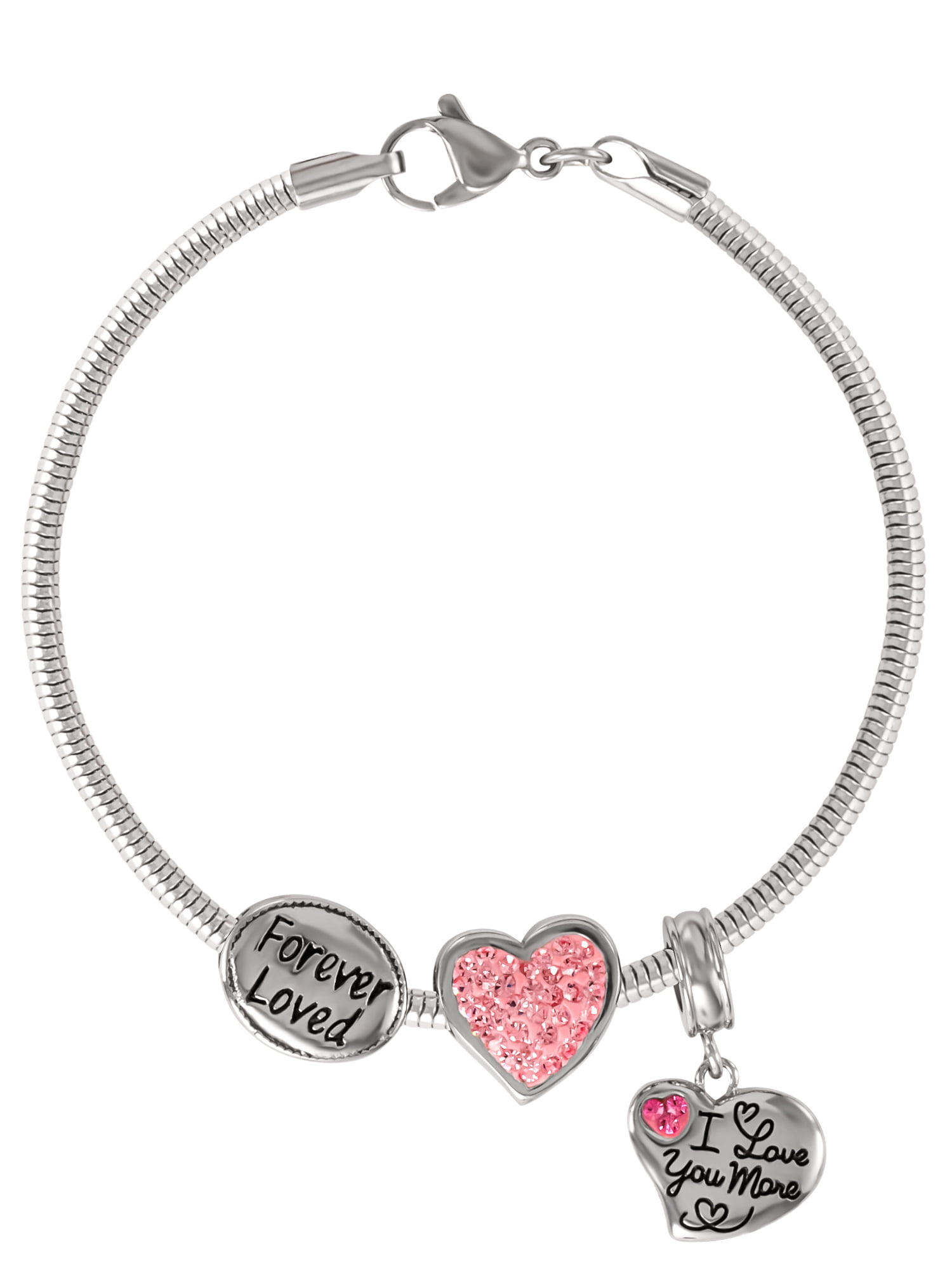 Connections from Hallmark Women's Crystal Stainless Steel Love Bead ...
