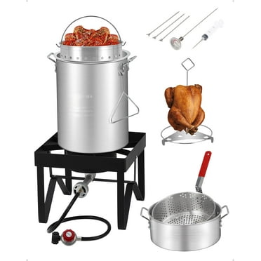 Propane Outdoor Turkey Fryer Set & Crawfish Boil Pot Basket 55,000 BTU ...