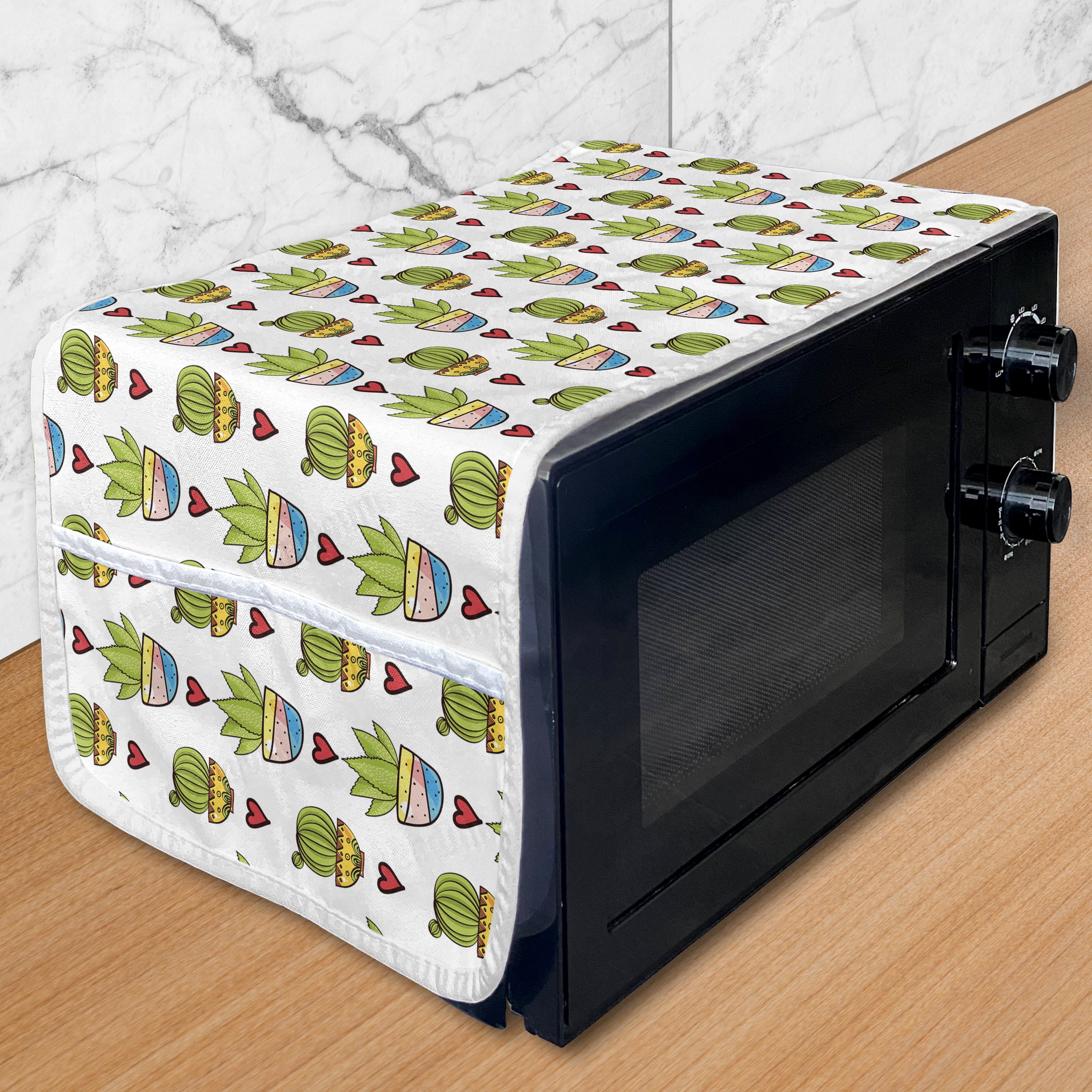 Cactus Microwave Oven Cover, Illustration of Colorful Desert Plantation ...