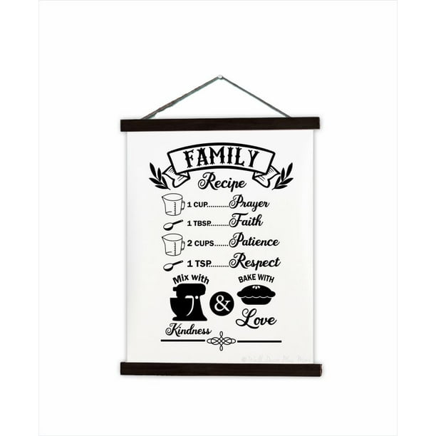 Black Wood, Canvas Sign Family Recipe Word Quotes Wall Hanging Home ...