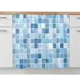 Blue White Color Block Cabinet Curtains 10" W x 11" L Summer Watercolor ...