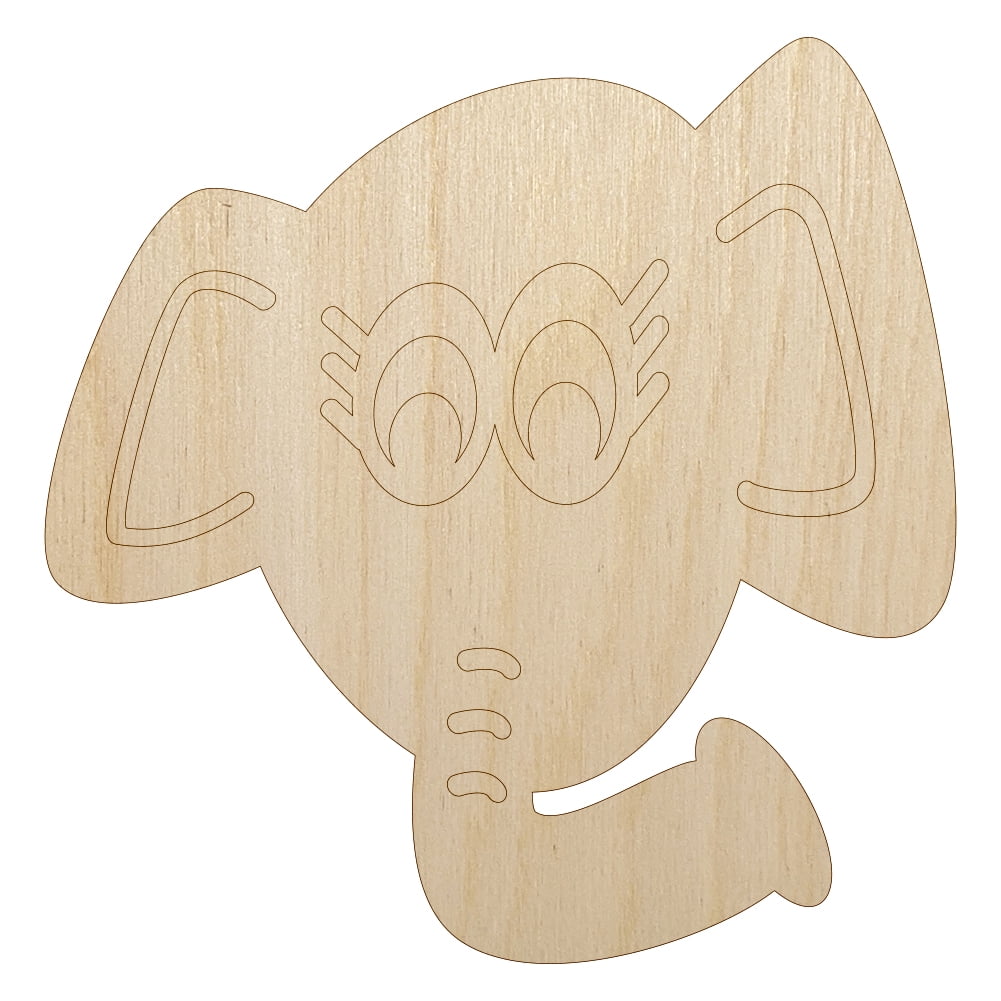 Elegant Elephant Face Wood Shape Unfinished Piece Cutout Craft DIY ...