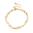 304 Stainless Steel Multi-strand Link Chain Anklets Heart Real 18K Gold ...