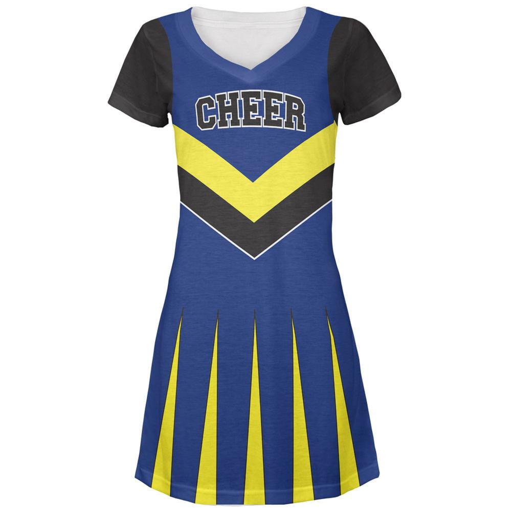 Cheerleader Costume Maize & Blue All Over Juniors V-Neck Dress ...