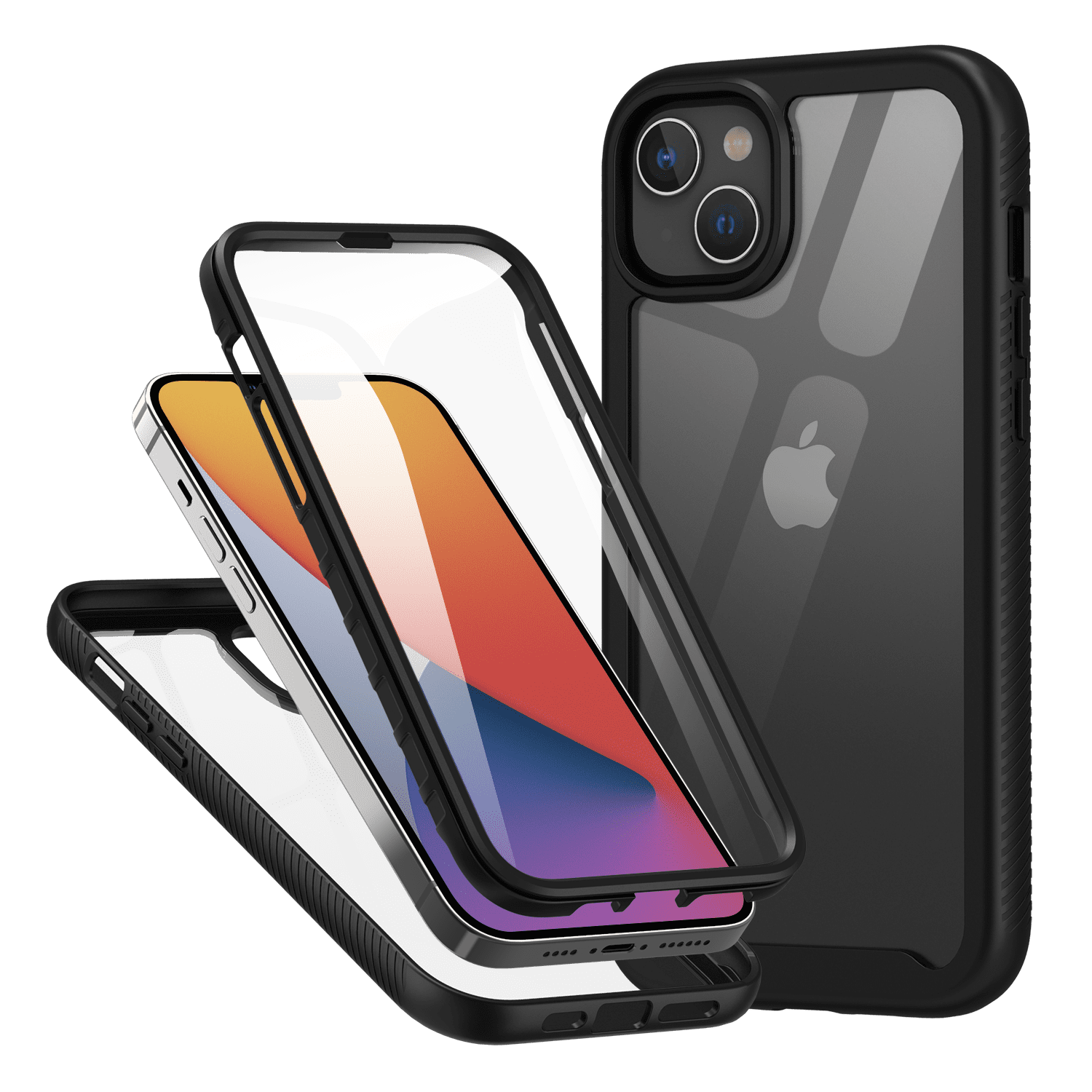 CBUS Heavy-Duty Phone Case with Built-in Screen Protector for iPhone 14 (Black) - Walmart.com