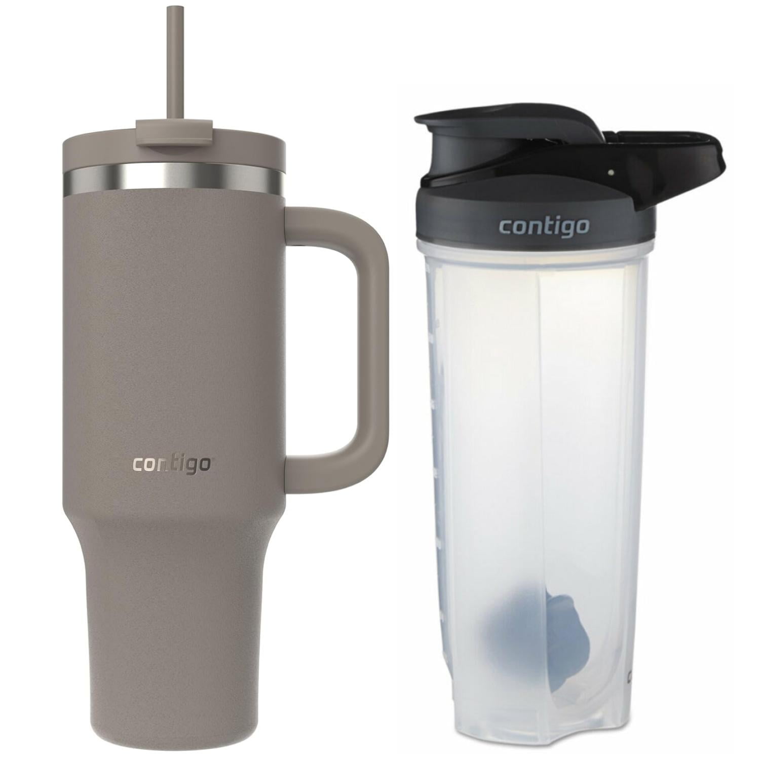 Termo Contigo Vaso Térmico Asa 40oz Acero Mezcladora Shaker gris ...
