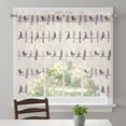 Birds on the Wire Purple Grey Burlap Background Sheer Curtains Swag ...