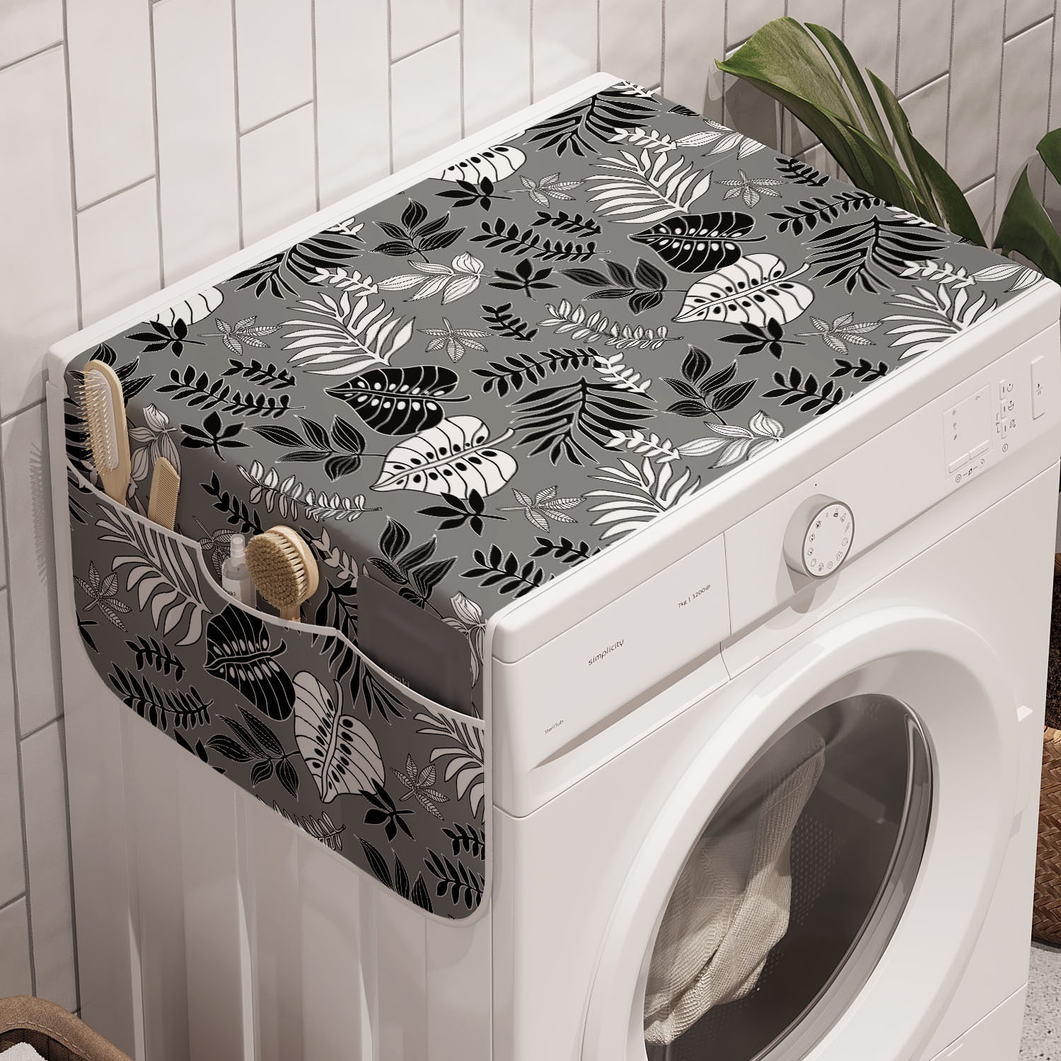 Botanical Washing Machine Organizer, View of Various Leaves and Other ...
