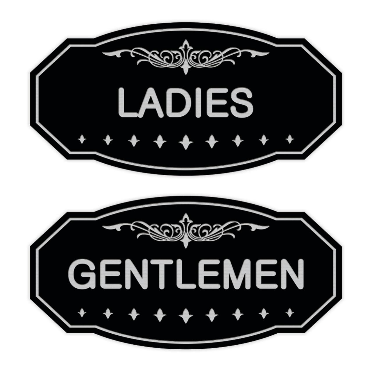 Victorian Ladies And Gents Sign Set (Black / Silver) - Medium 4" X 8 ...