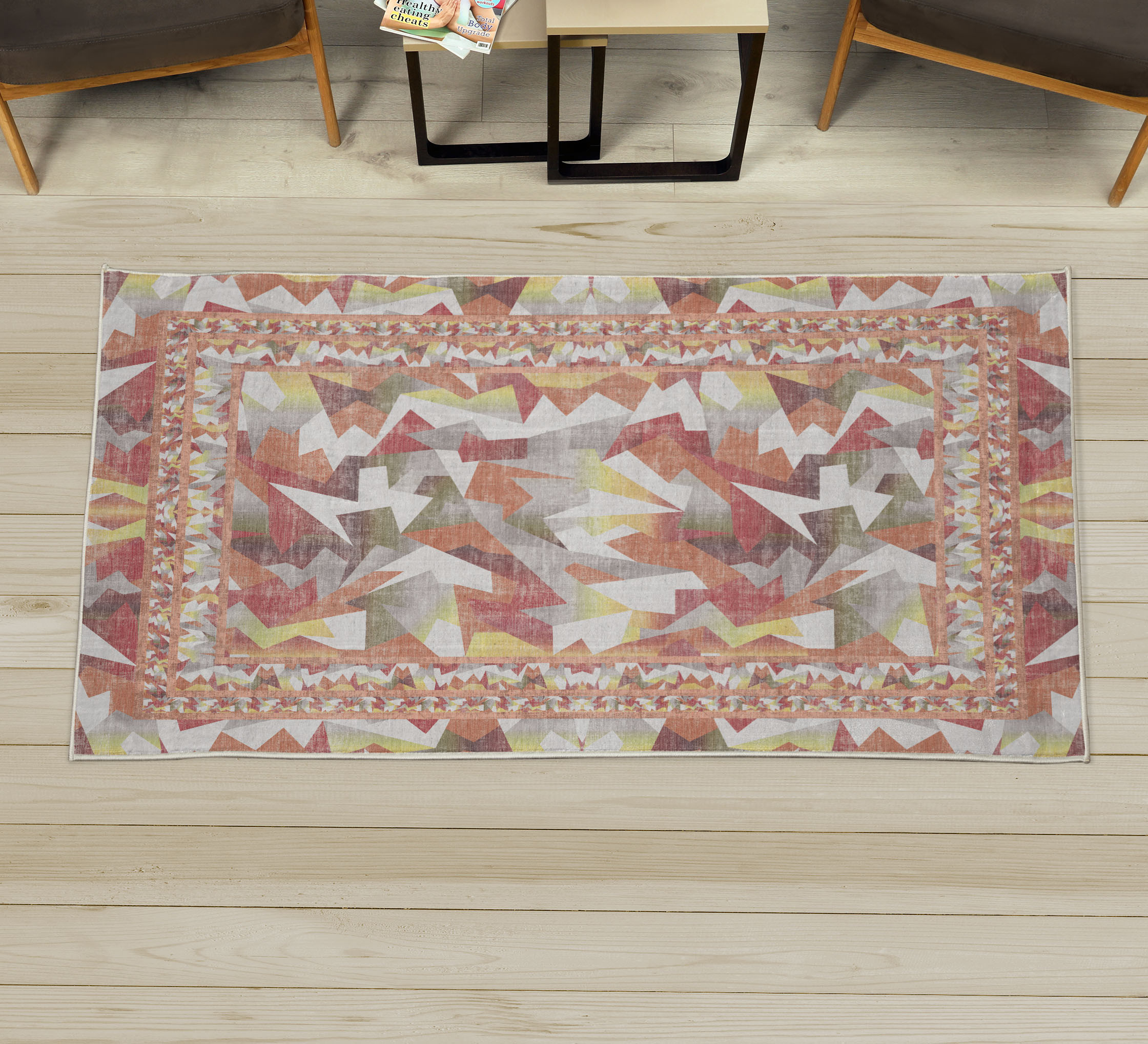 Colorful Decorative Rug, Modern Themed Pattern of Abstract Forms ...