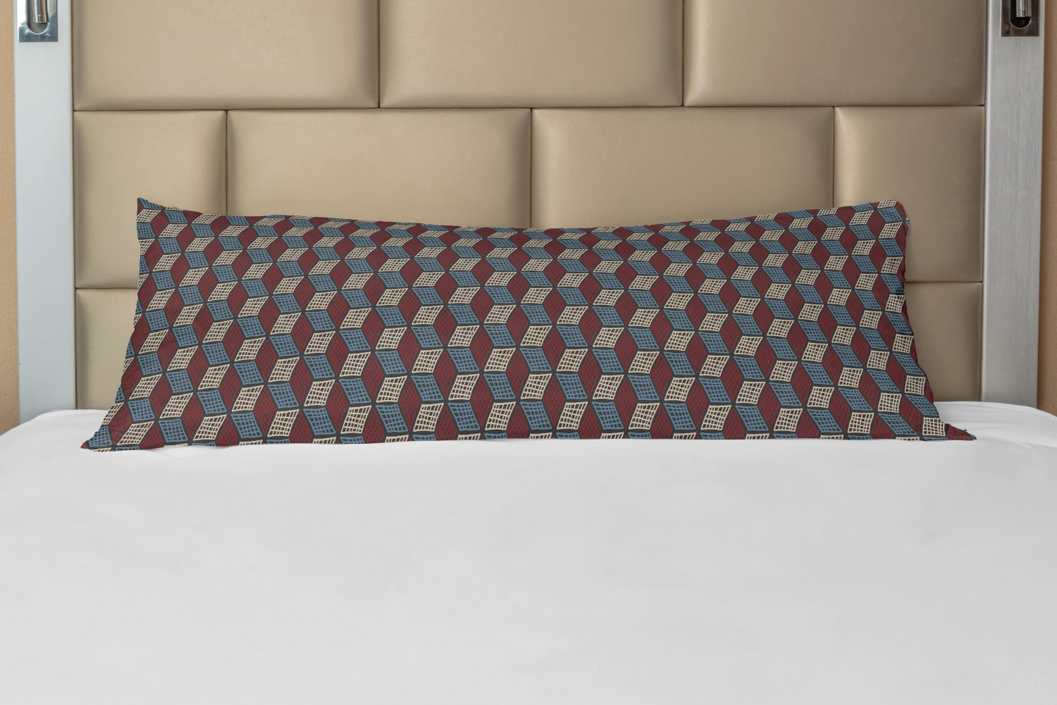 Geometric Body Pillow Case Cover with Zipper, 3D Style Hand Drawn ...