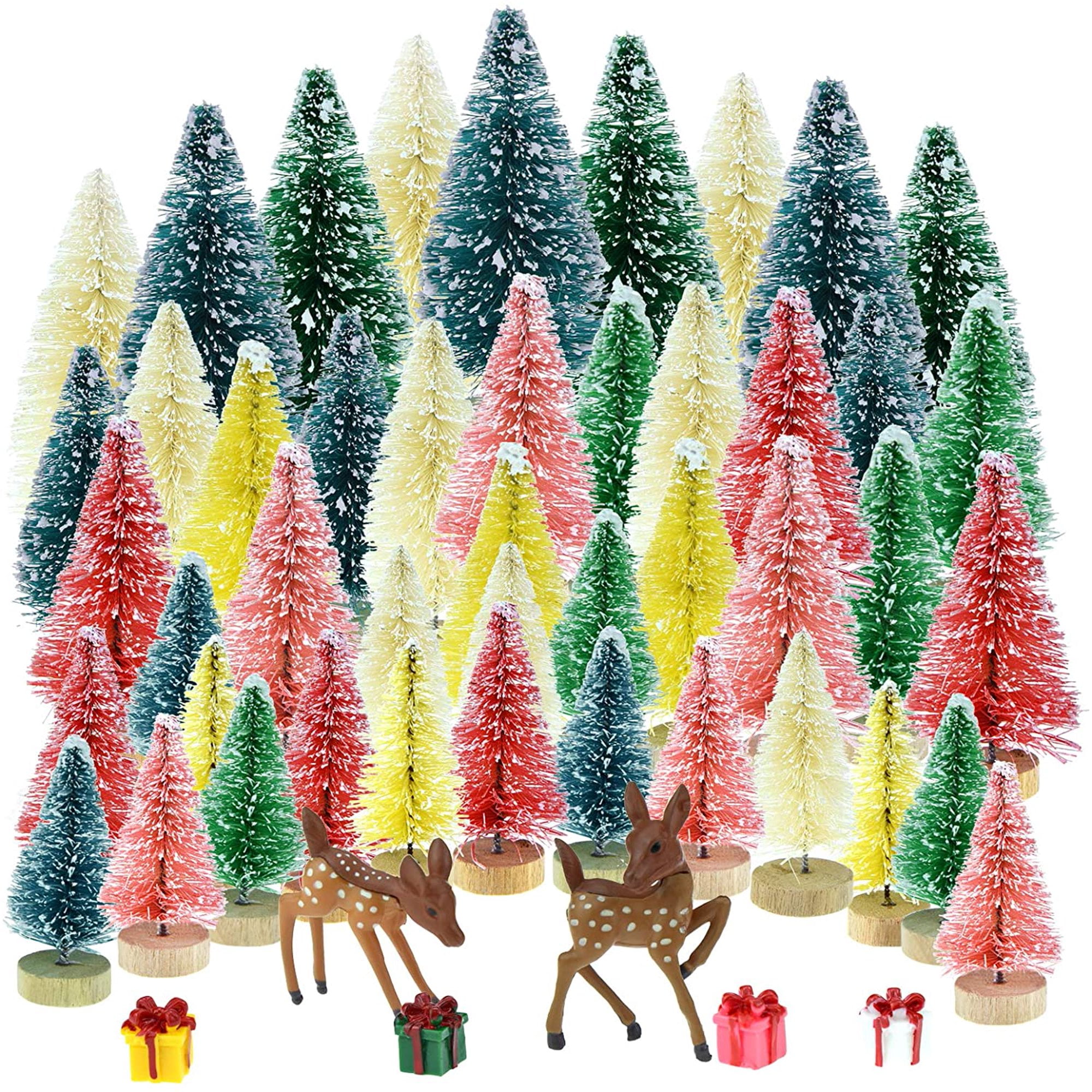 Artificial Mini Christmas Tree, 40PCS Bottle Brush Christmas Tree ...